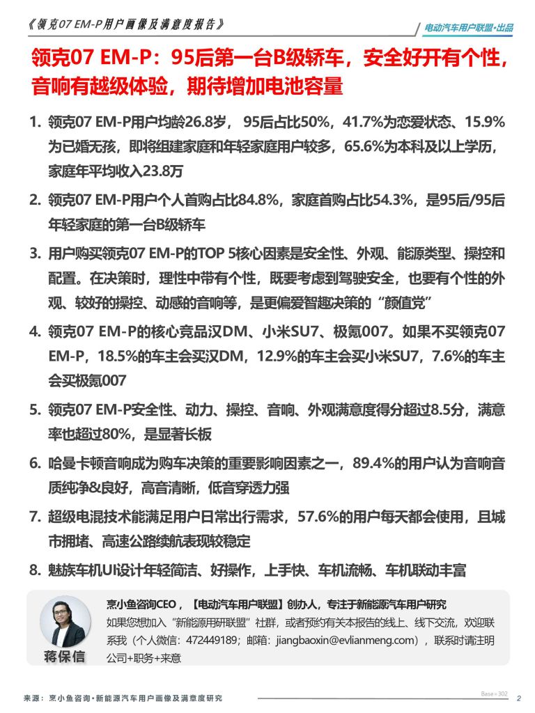 电动汽车用户联盟：领克07EM-P用户画像及满意度报告（附下载地址） - 幸福的耗子-幸福的耗子